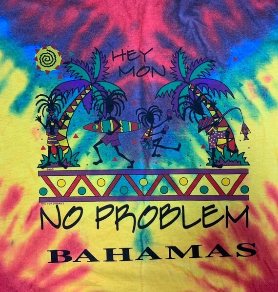 Vintage Bahamas Hey Mon Jamaican No Problem Tie Dye S… - Gem
