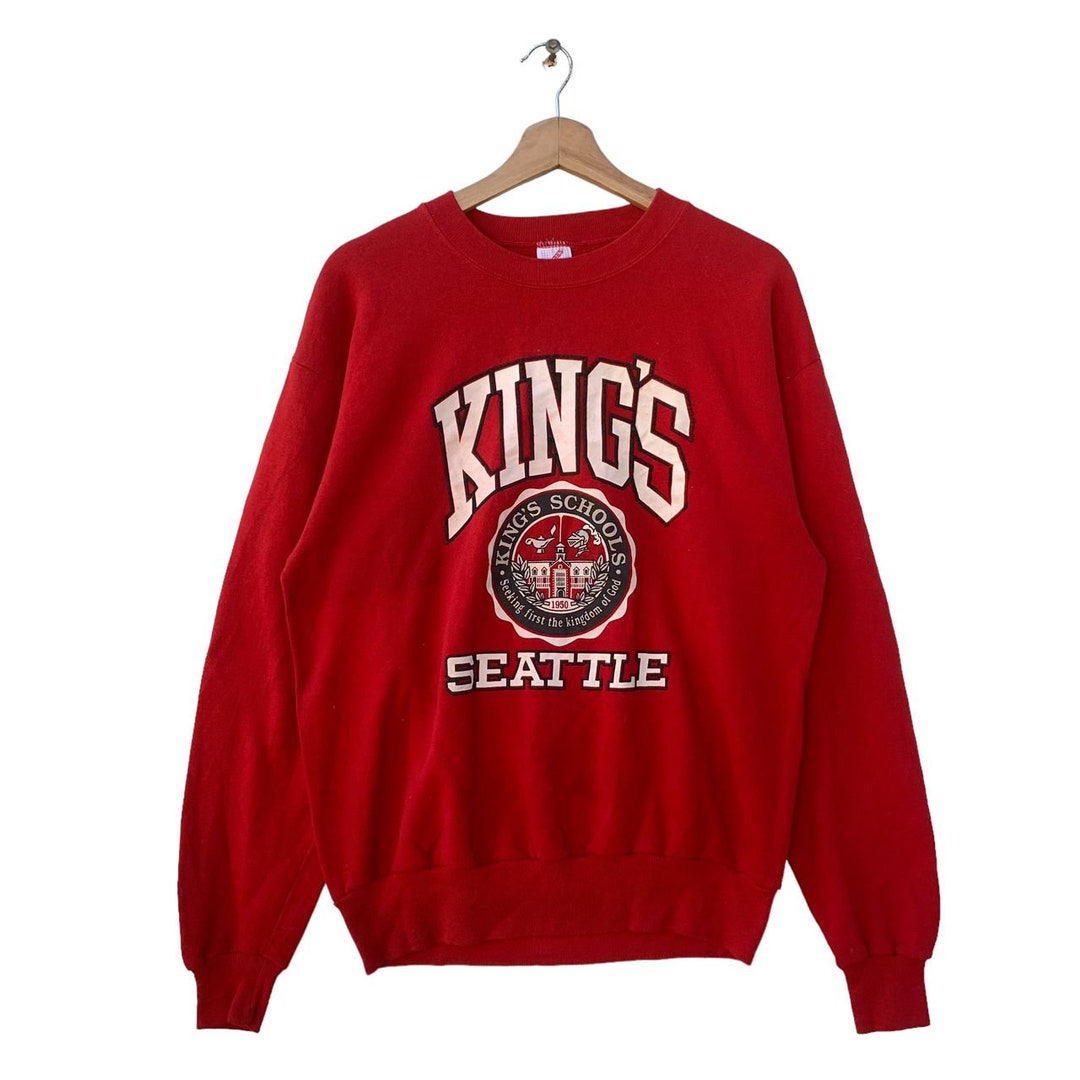 Vintage 80s King's Seattle Red Sweatshirt King's Schools Crest Graphic ...