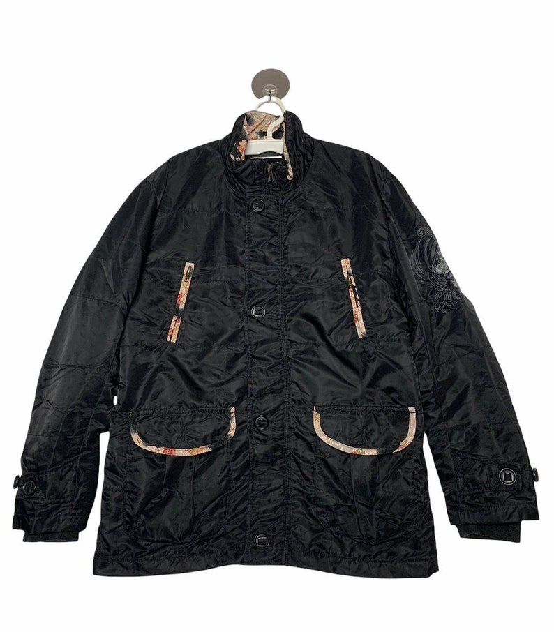 Karakuri Tamashii Sukajan Fish Embroidery Japanese Brand Jacket Black ...