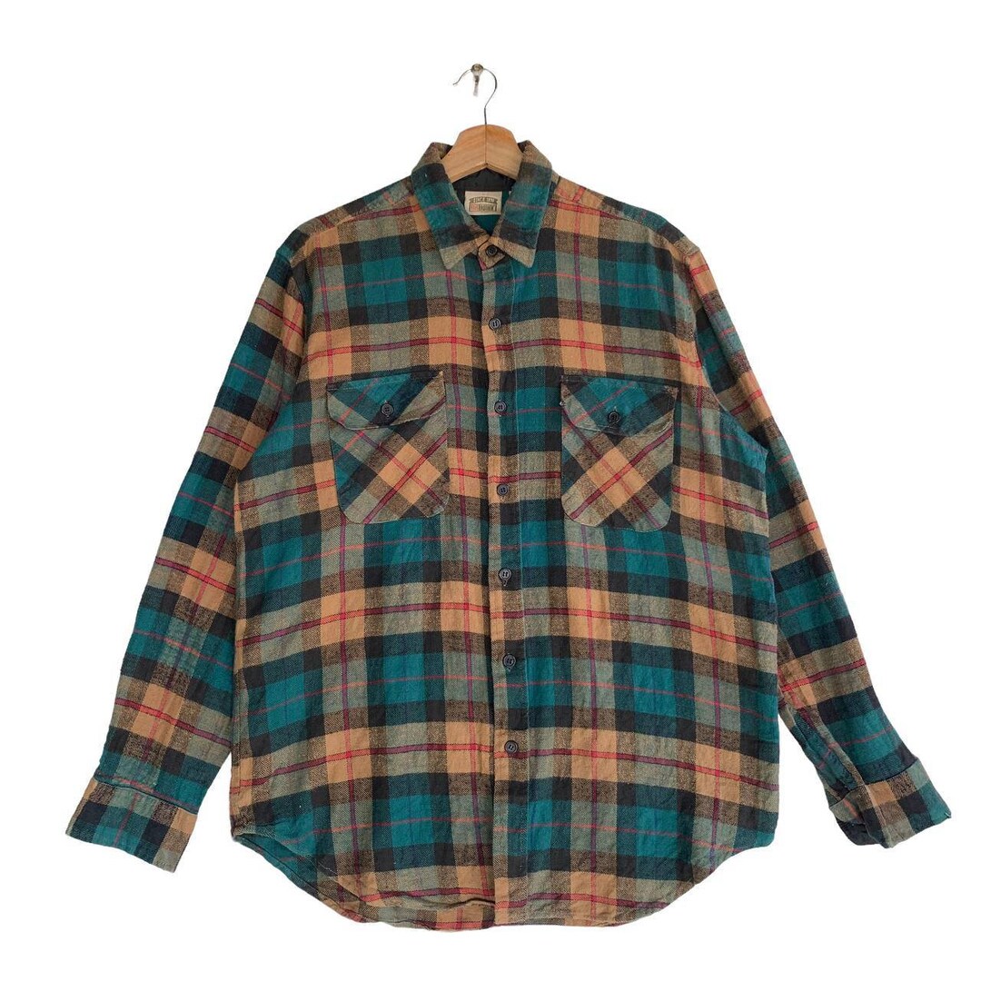 Vintage Five Brother Plaid Button up Men Shirt Long Sleeve Flannel ...