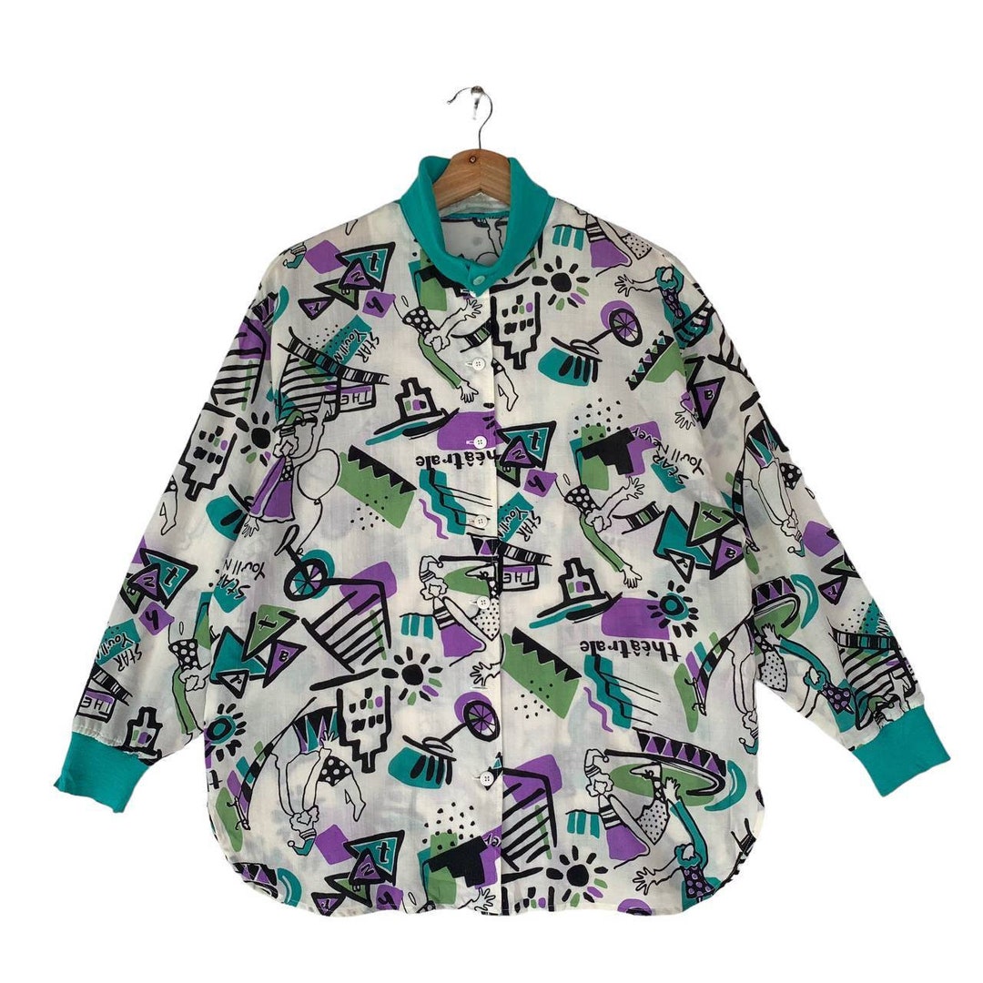 Vintage Micmac Paris Renown All Over Print Shirt 90s Graphic Vintage ...