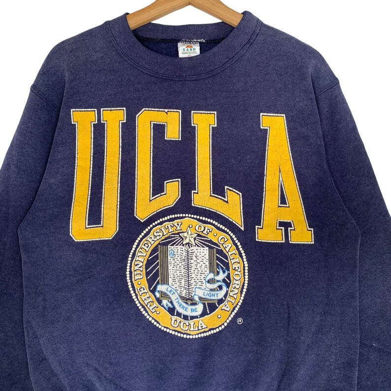 Vintage 80s UCLA Bruins Sweatshirt Navy Blue Crewneck With Bold Yellow ...