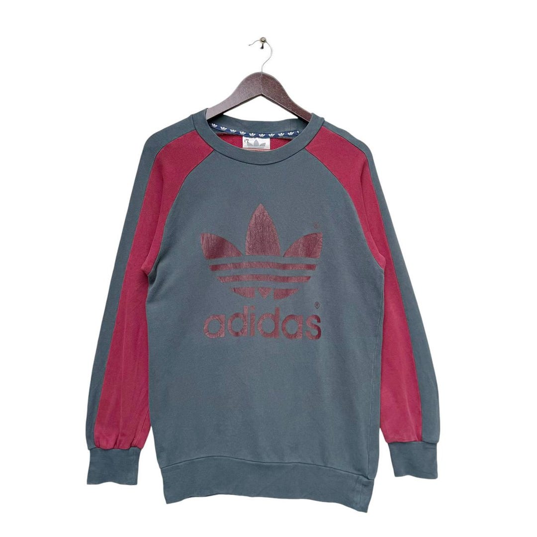 Vintage Adidas Trefoil Logo Sweatshirt in Two Tone Red and Grey,retro ...