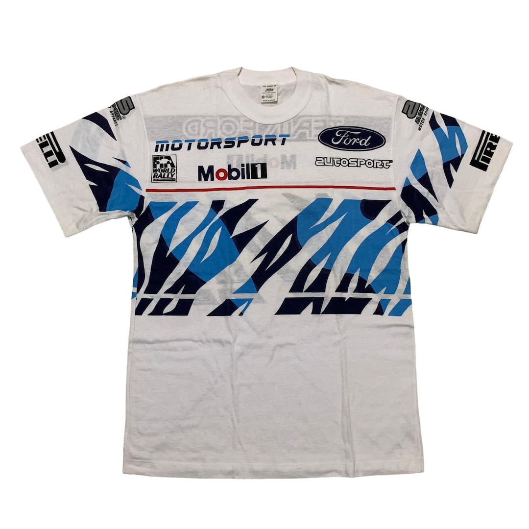 Vintage 80s Team Ford Motorsport Mobil 1 Racing Team Tshirt Design by ...