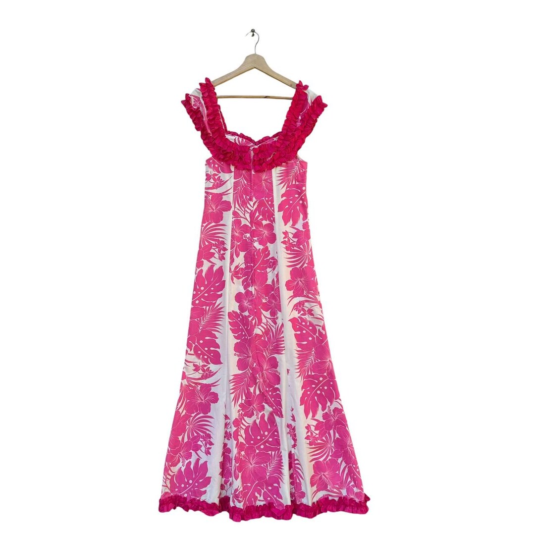 Vintage Royal Creations Hawaiian Floral Muumuu Dress Pink and White ...
