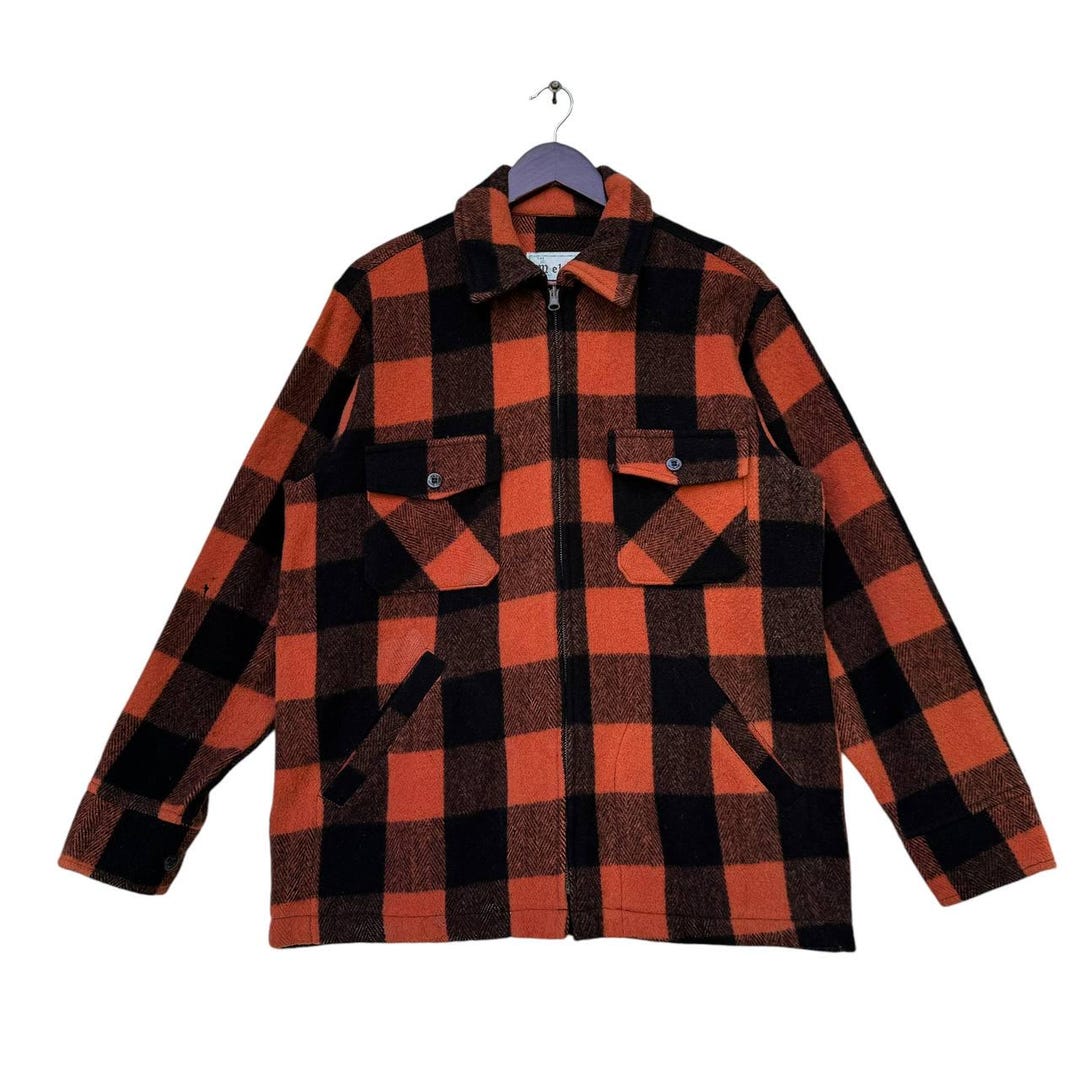 Vintage Melton Wool Plaid Jacket,small Size,made in Usa,mens Wool ...