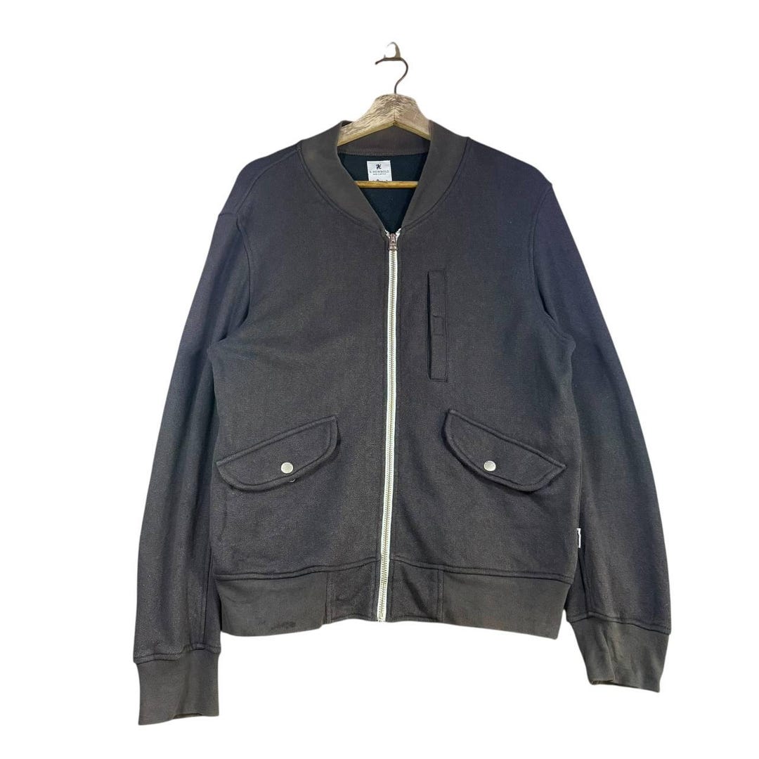Vintage 90s R Newbold Bomber Jacket Grey Cotton Silk British Designer ...