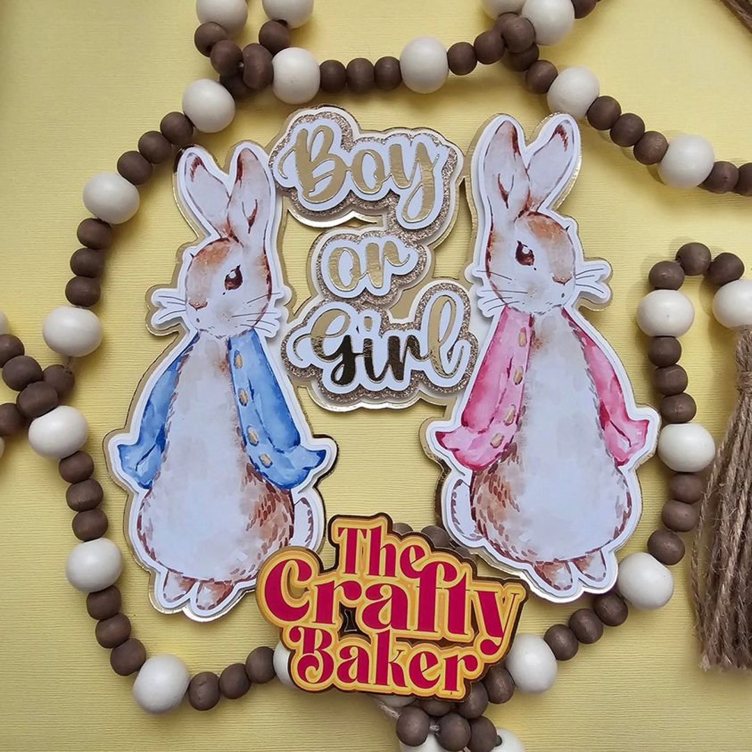 Gender Reveal Rabbit Cake Topper - Etsy