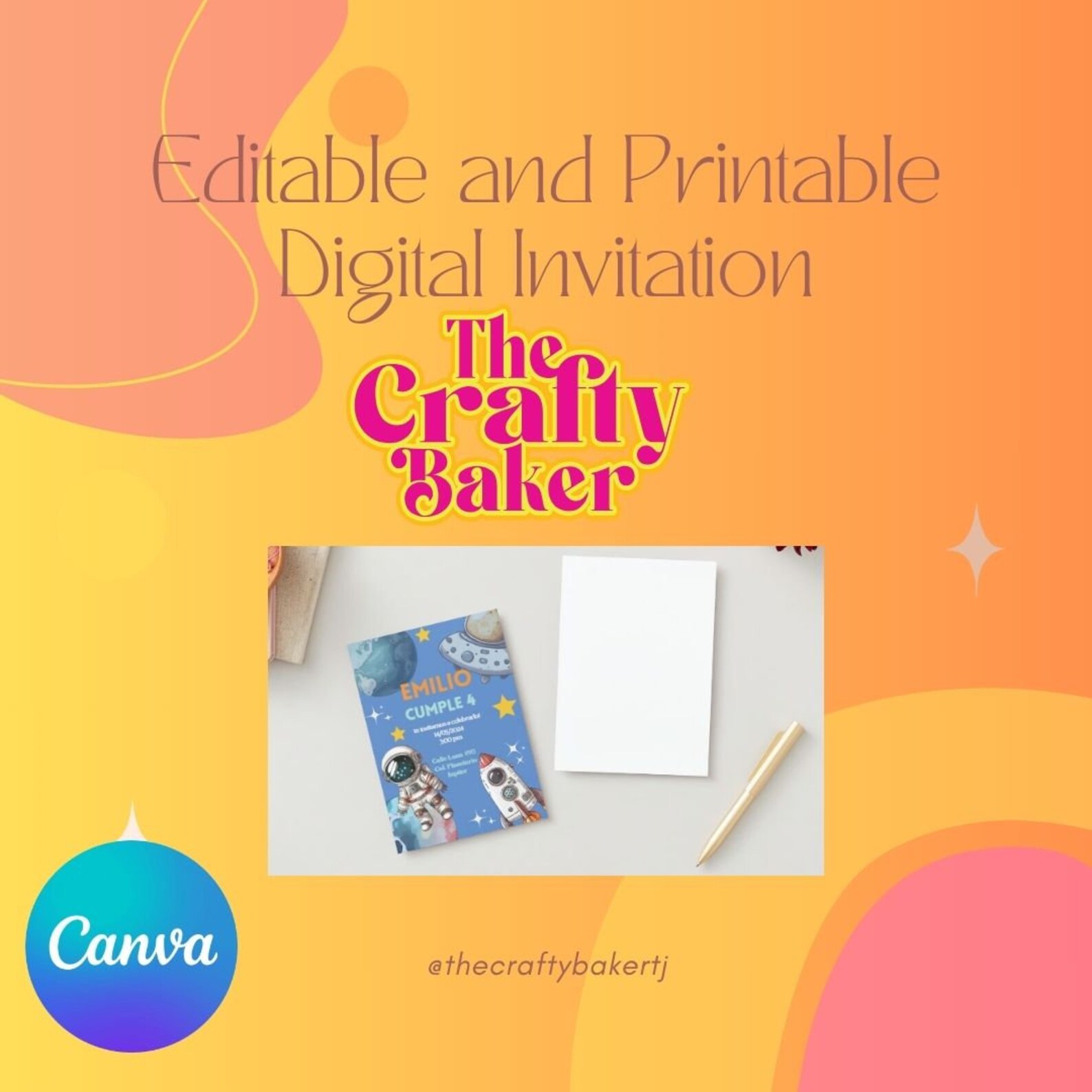 DIGITAL Invitations Template. Edit in CANVA. Astronaut - Etsy