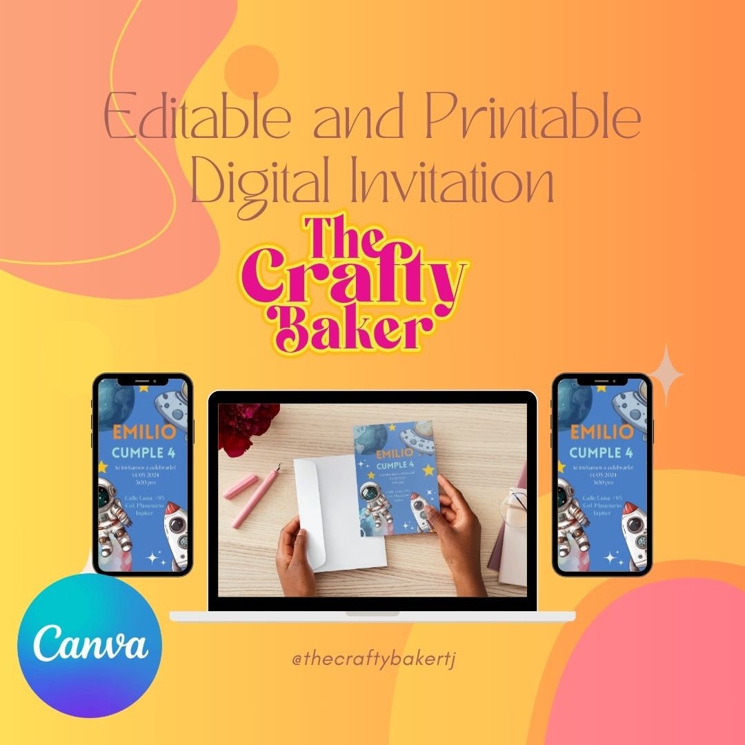 DIGITAL Invitations Template. Edit in CANVA. Astronaut - Etsy