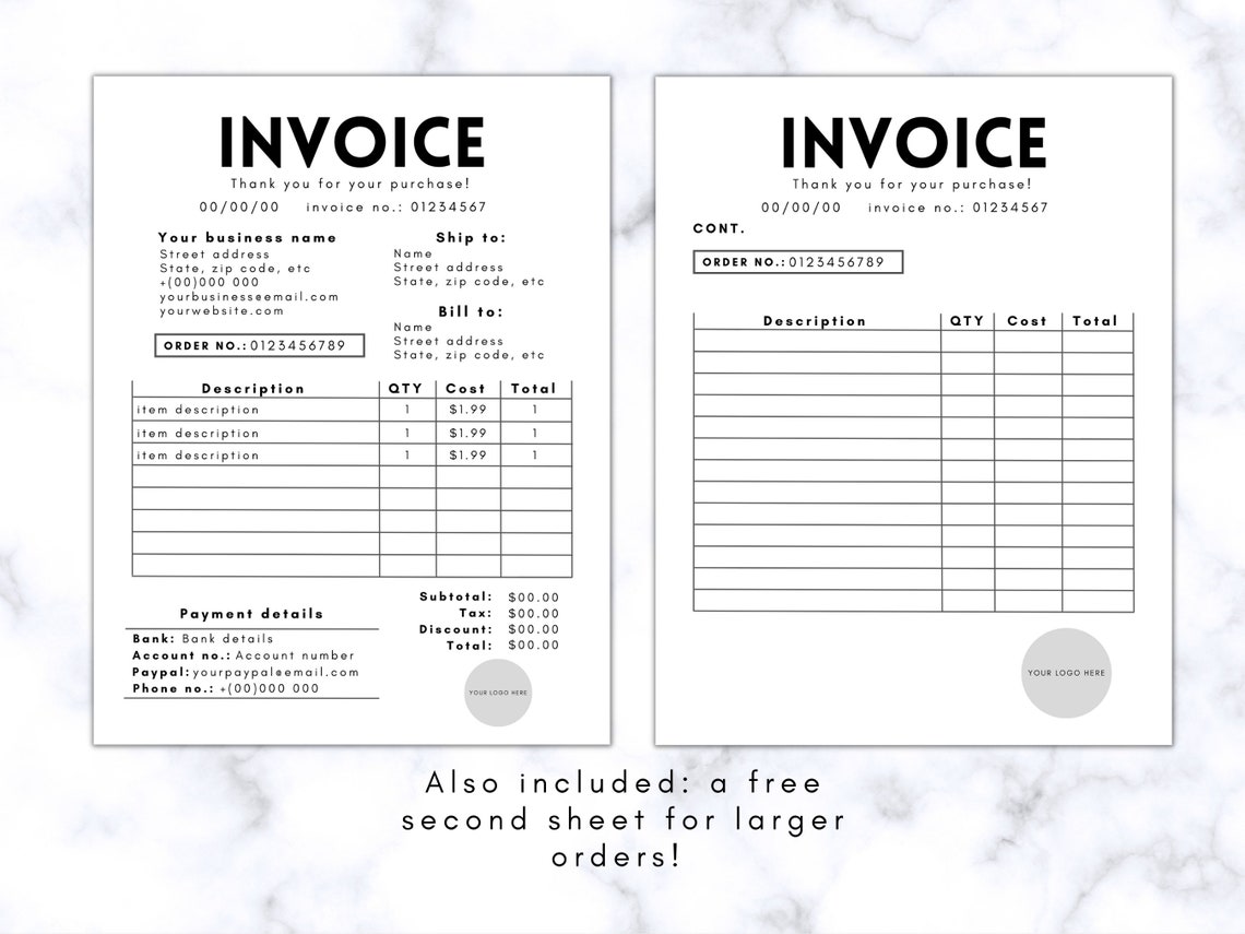 Instant Download Invoice Template for Canva, Photography Invoice ...
