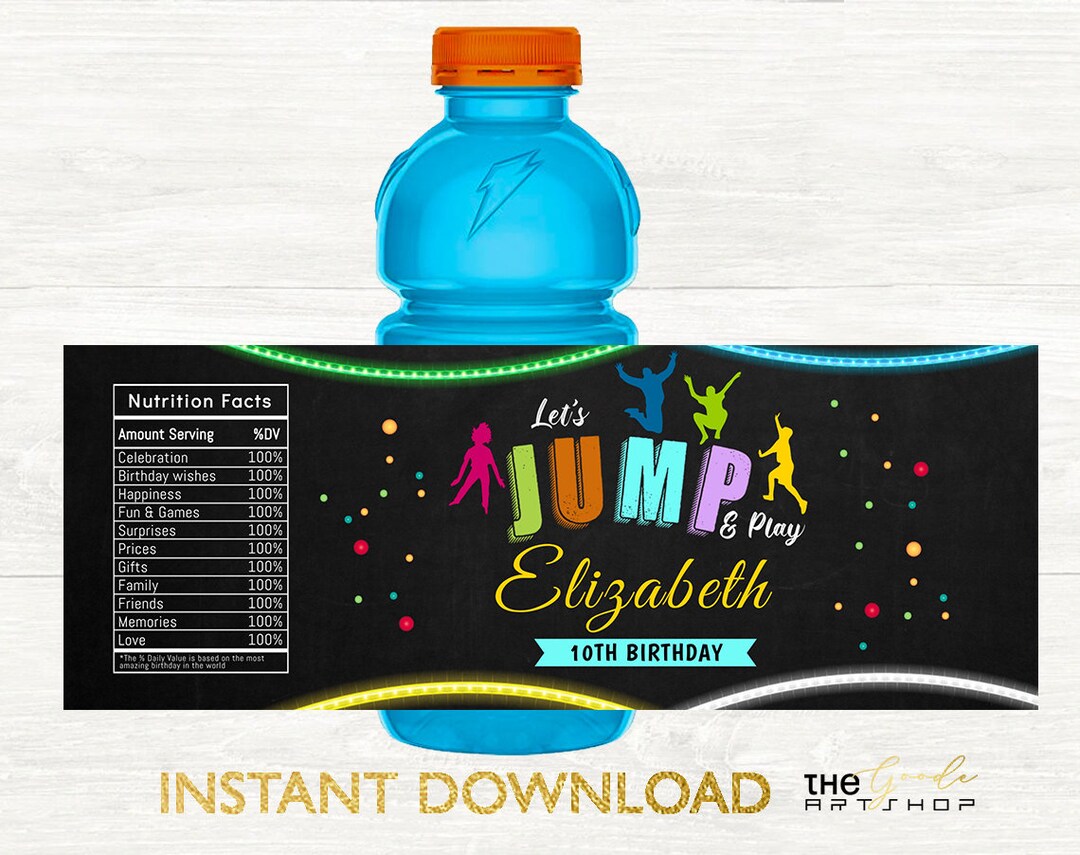 Jump Gatorade Label, Trampoline Gatorade Label, Bounce House Gatorade ...
