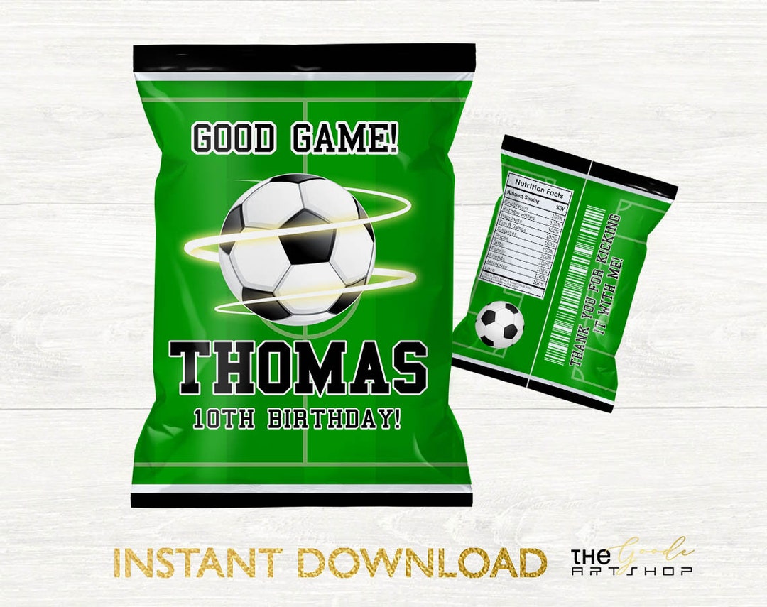 Soccer Chip Bag, Football Chip Bag, Soccer Chip Bag Wrapper, Soccer ...