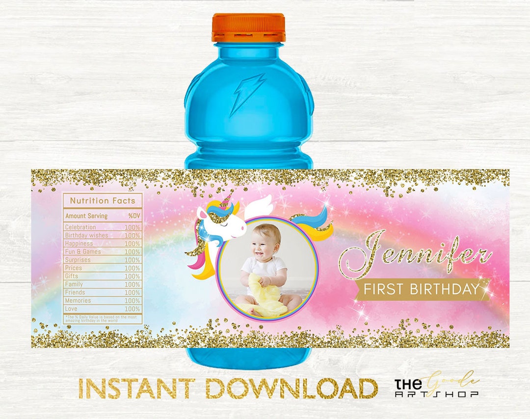Unicorn Gatorade Label, Rainbow Gatorade Label, Magical Gatorade Label ...