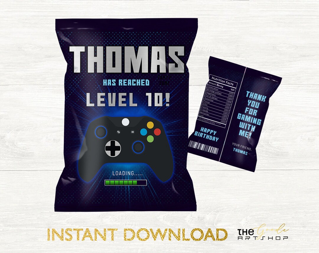 Video Game Chip Bag, Video Game Party Chips, Gamer Party Chip Bag ...