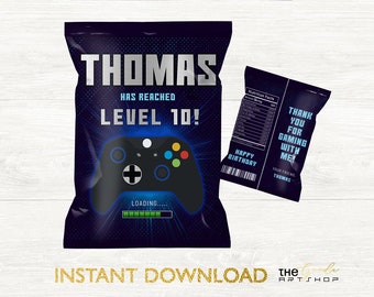 Video Game Chip Bag, Video Game Party Chips, Gamer Party Chip Bag ...