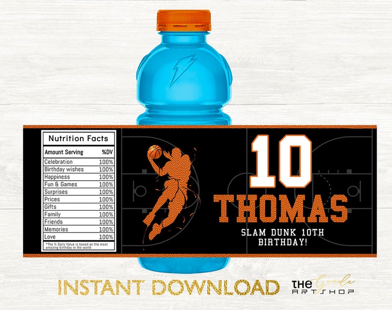 Basketball Gatorade Label, Slam-dunk Gatorade Label, Basketball ...