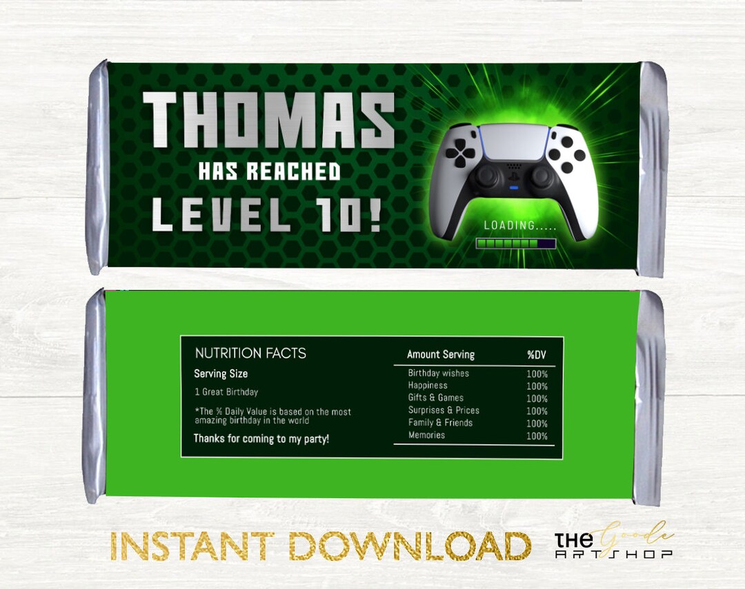Video Game Hershey Bar Label, Gamer Chocolate Bar Wrapper, Video Game ...
