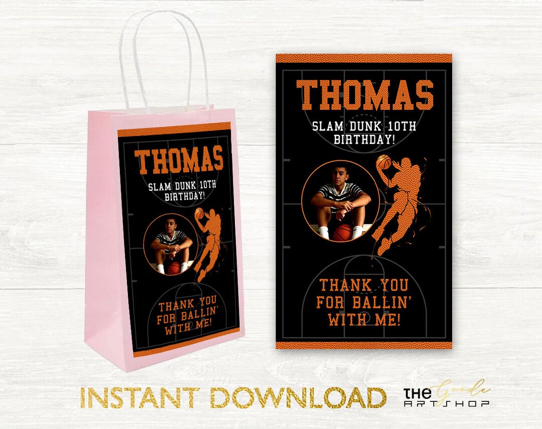 Basketball Gift Bag, Slam-dunk Gift Bag, Basketball Treat Bag ...