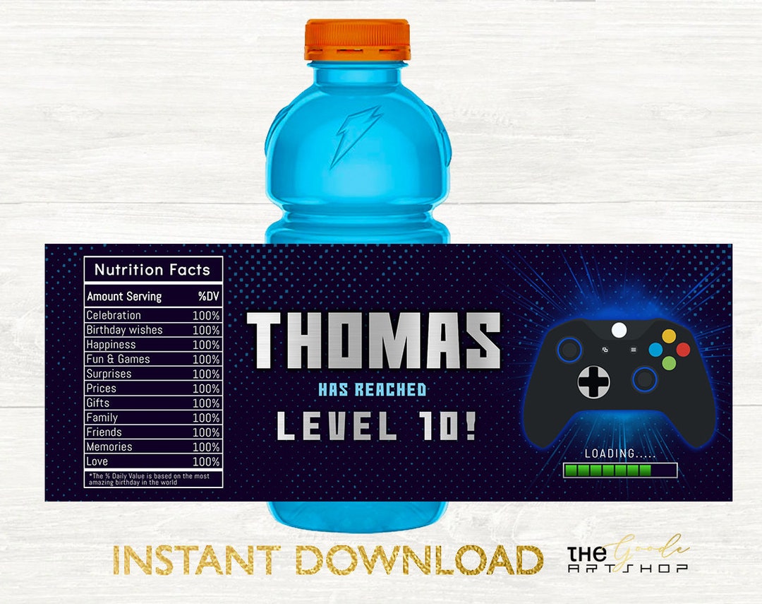 Video Game Gatorade Labels, Video Game Party Label, Sports Bottles ...