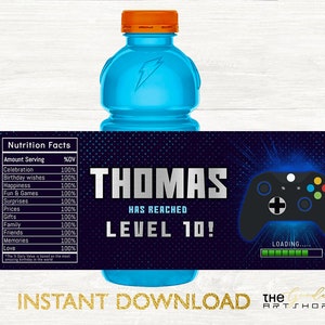 Video Game Gatorade Labels, Video Game Party Label, Sports Bottles ...