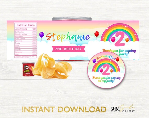 Rainbow Pringles Rainbow Pringles Label Rainbow Favors | Etsy Denmark