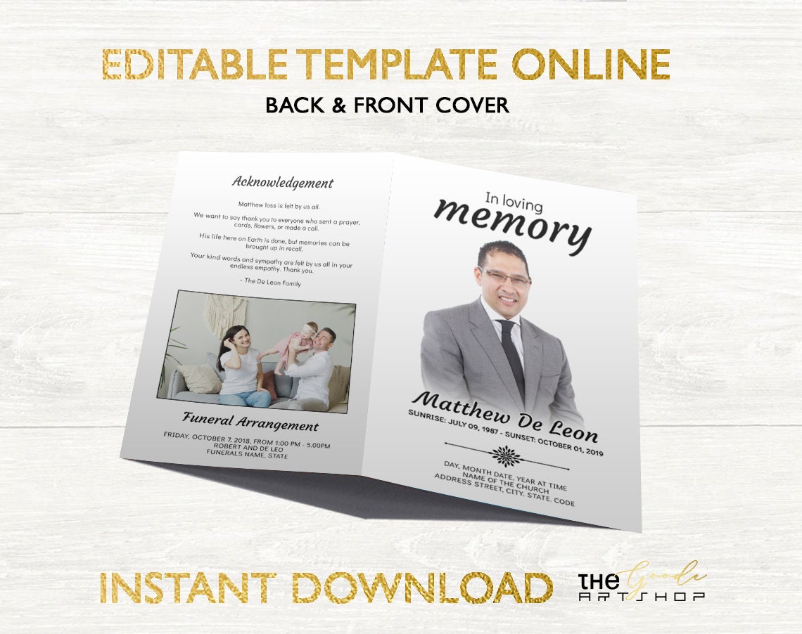 Funeral Program Obituary Program Digital Program in Loving - Etsy