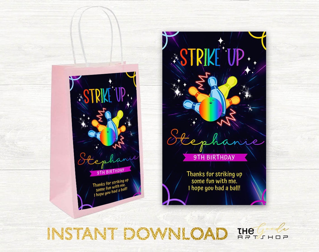 Bowling Gift Bag, Bowling Treat Bag, Bowling Birthday Treat Bag ...