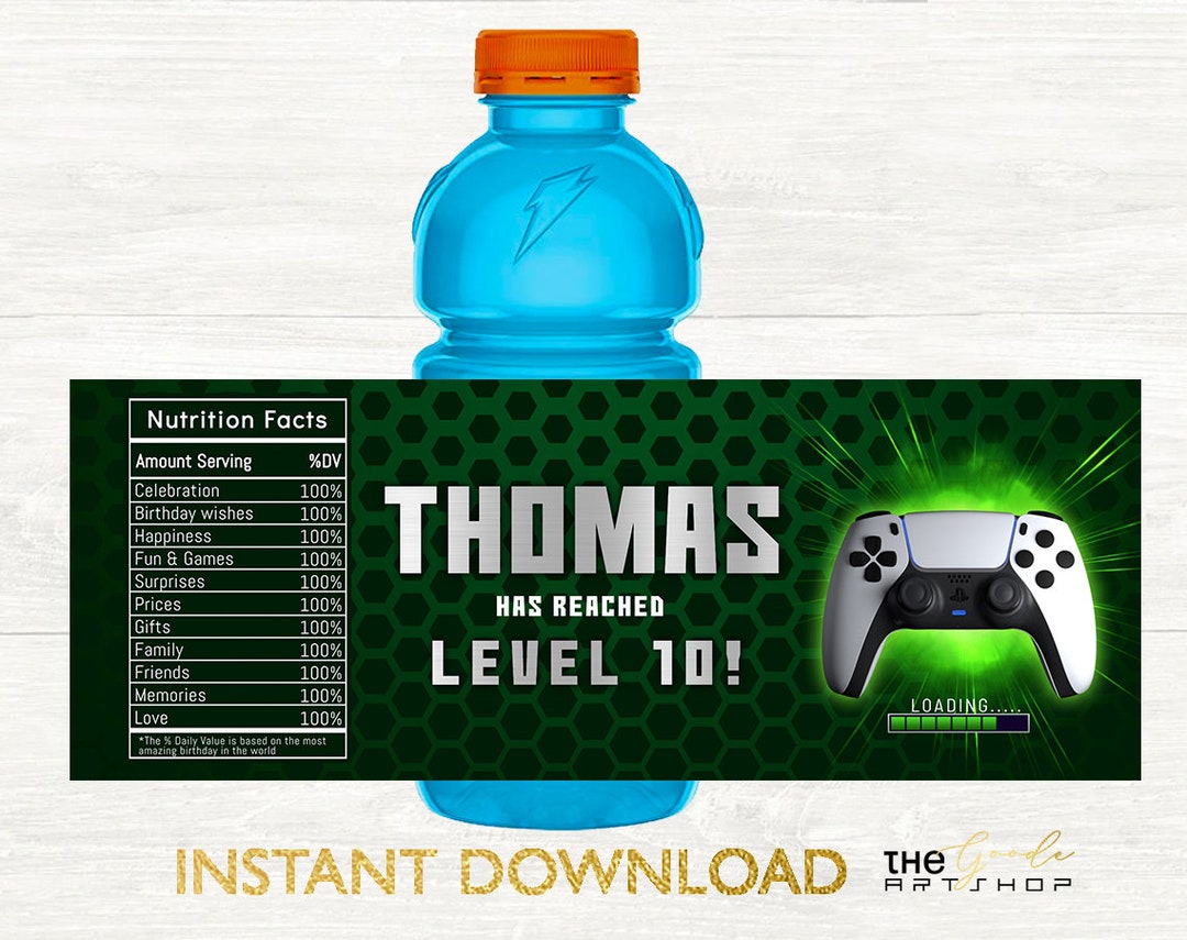 Video Game Gatorade Labels, Video Game Party Label, Sports Bottles ...
