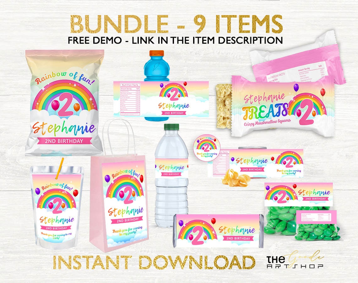 Rainbow Birthday Bundle, Rainbow Party Bundle, Rainbow Bundle, Rainbow ...