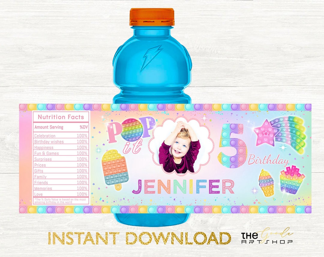 Pop It Gatorade Label, Rainbow Gatorade Label, Pop It Gatorade, Pop It ...