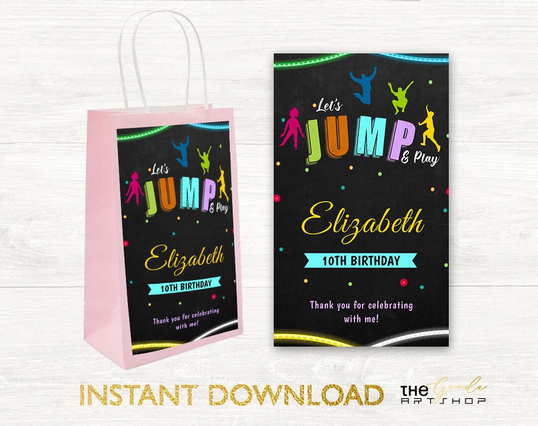 Jump Gift Bag, Jump Party Treat and Favor Bag, Trampoline Gift Bag ...