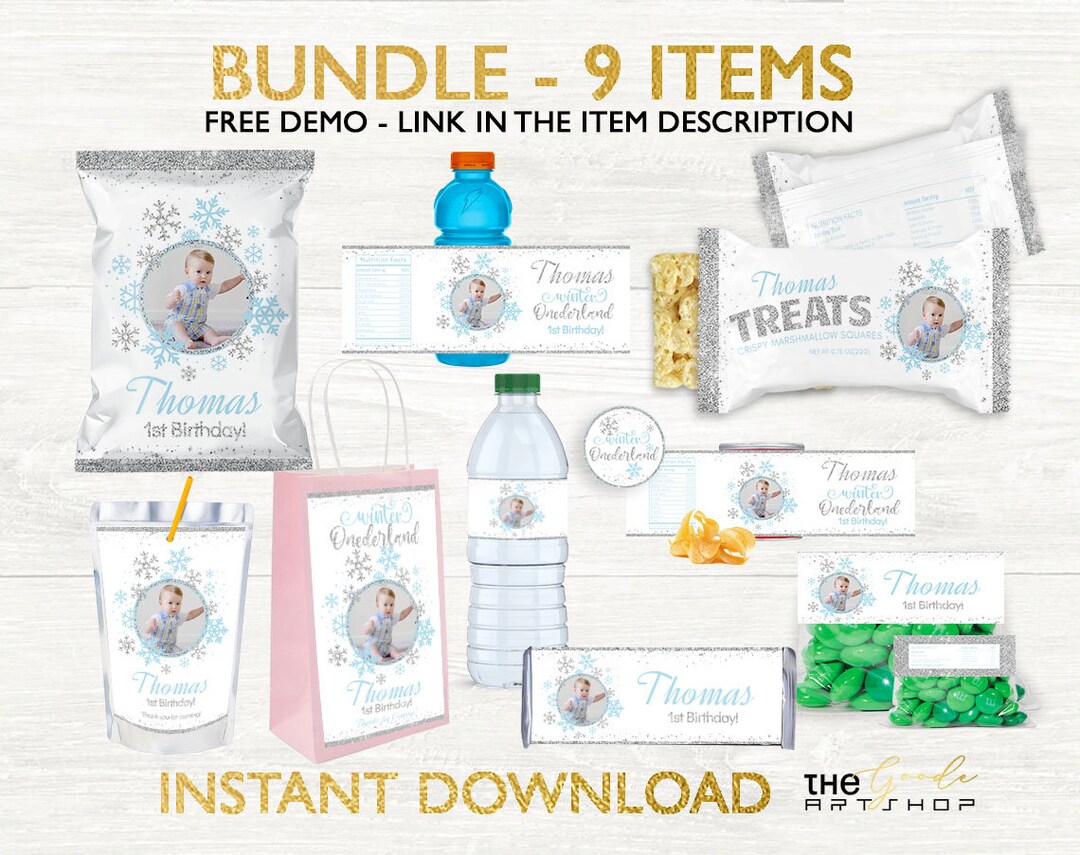 Winter Wonderland Birthday Bundle, Snowflakes Party Bundle, Winter ...
