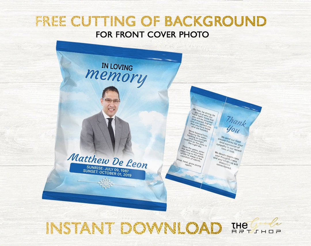 Funeral Chip Bag, Obituary Chip Bag, Digital Chip Bag in Loving Memory ...