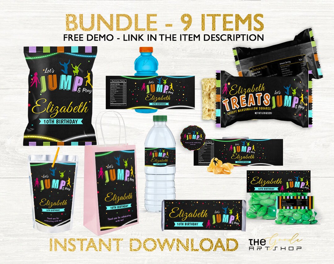 Jump Birthday Bundle, Bounce Birthday Bundle, Trampoline Party Bundle ...