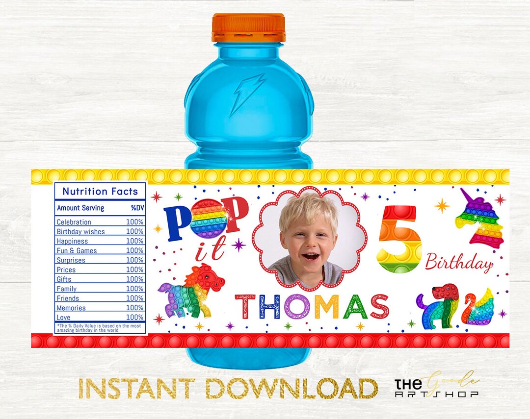 Pop It Gatorade Label, Rainbow Gatorade Label, Pop It Gatorade, Pop It ...