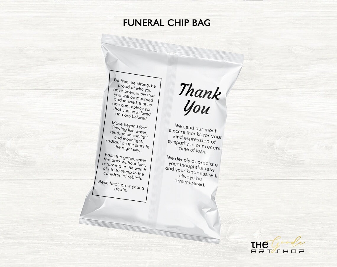 Funeral Chip Bag, Obituary Chip Bag, Digital Chip Bag in Loving Memory ...
