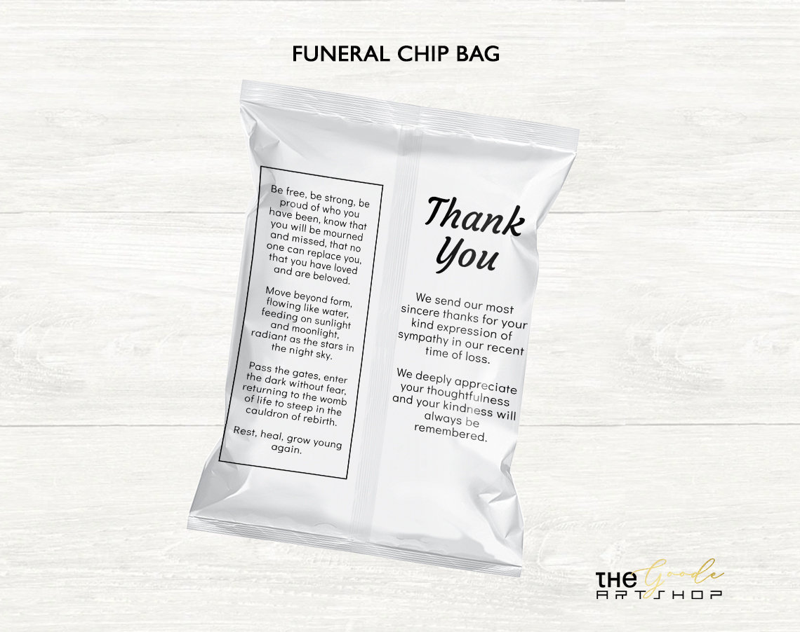 Funeral Chip Bag Obituary Chip Bag Digital Chip Bag in - Etsy