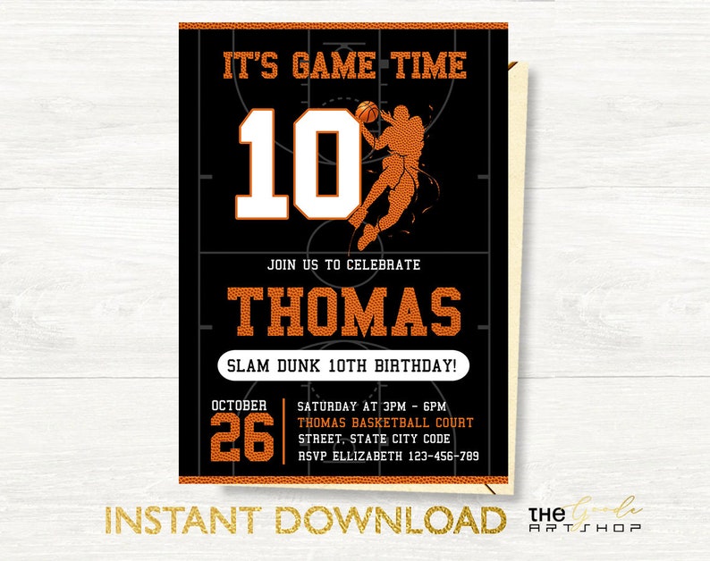 Basketball Invitation Slam-dunk Invitation Basketball - Etsy