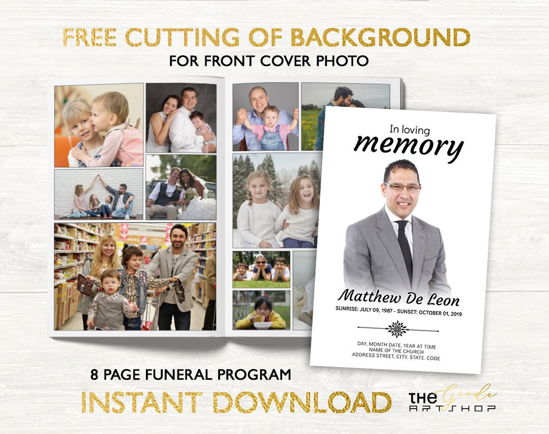 Funeral Program, Obituary Program, Digital Program in Loving Memory, 8 ...