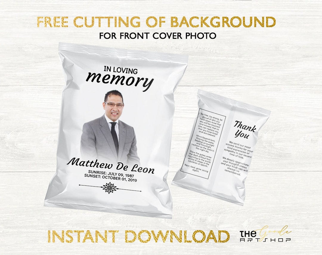 Funeral Chip Bag, Obituary Chip Bag, Digital Chip Bag in Loving Memory ...