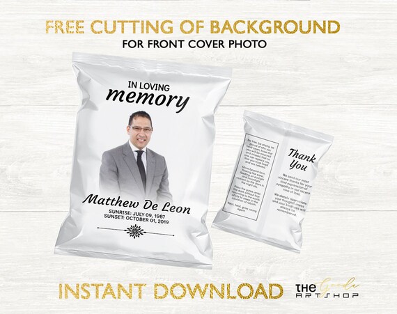 Funeral Chip Bag Obituary Chip Bag digital Chip Bag in | Etsy