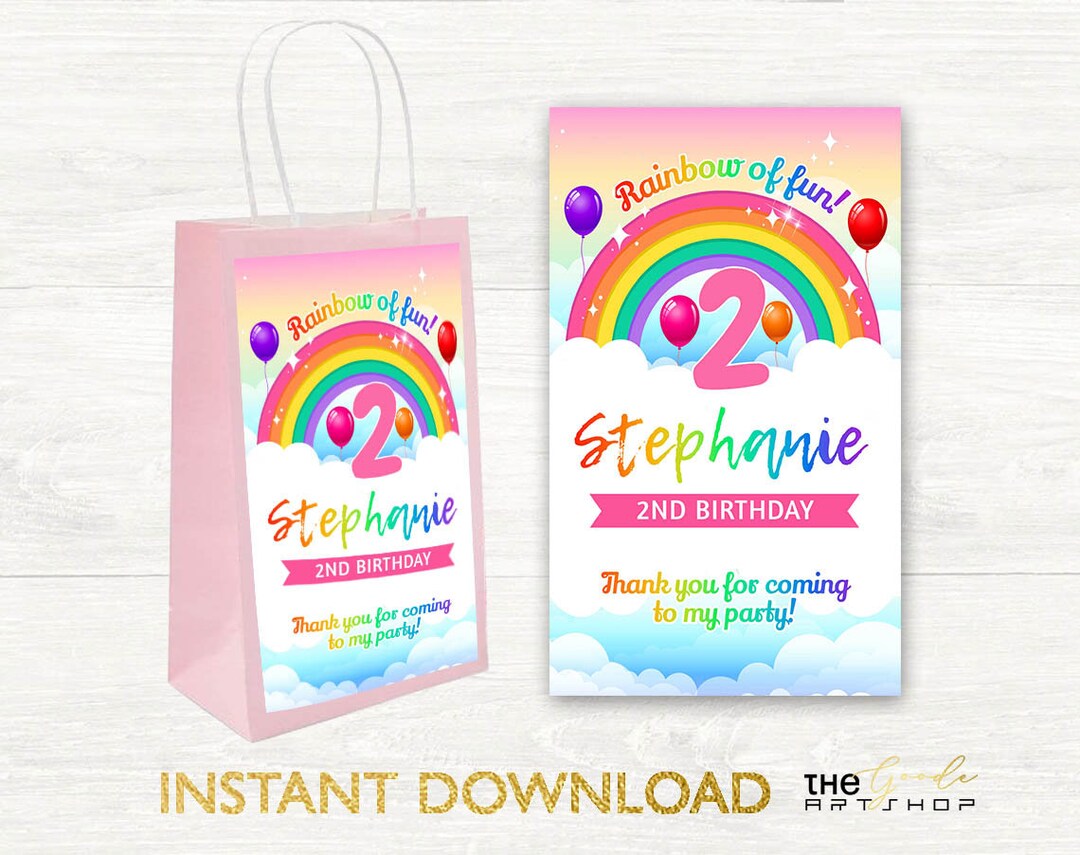 Rainbow Gift Bag, Rainbow Treat Bag, Rainbow Birthday Treat Bag ...