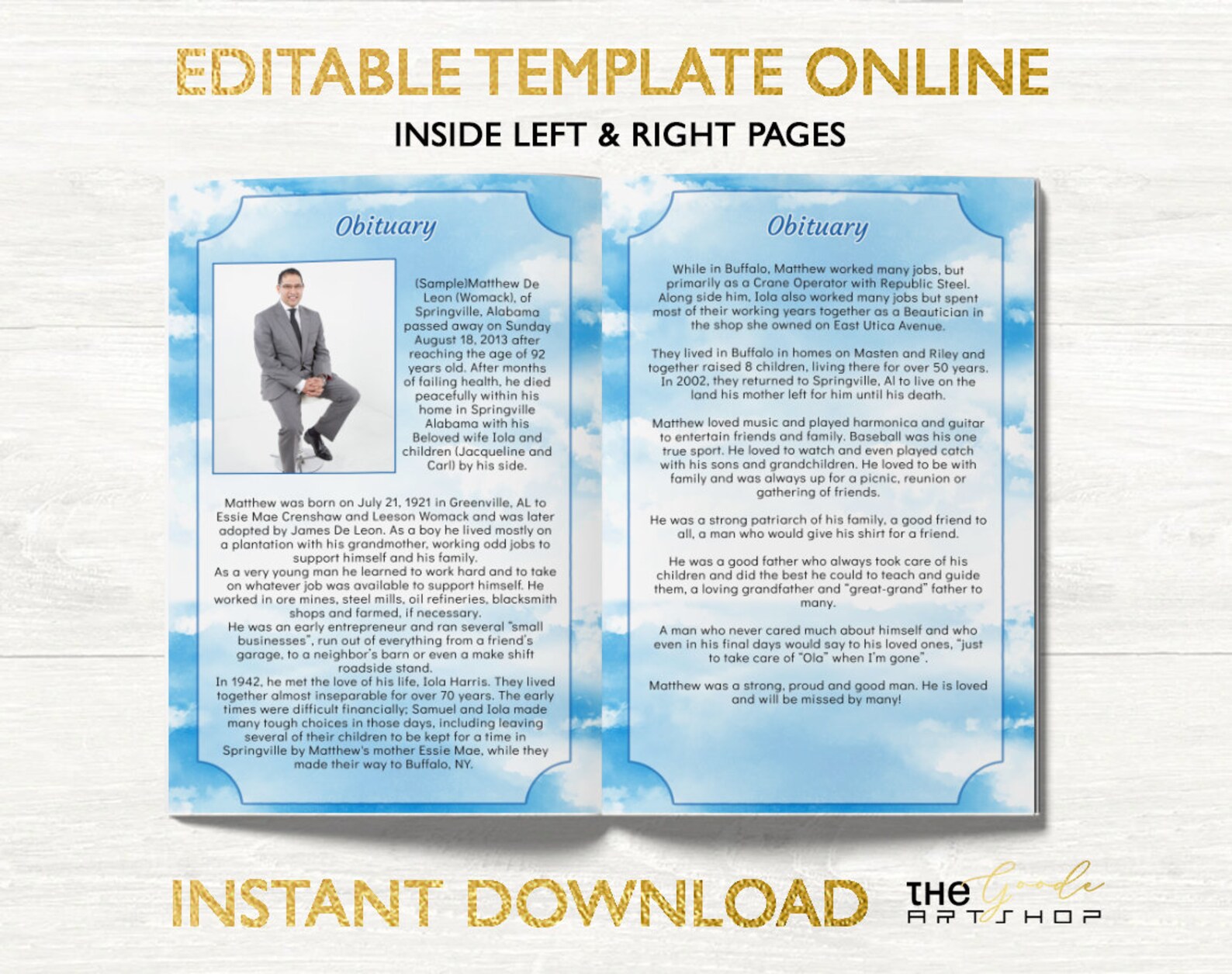 Funeral Program Obituary Program Digital Program in Loving | Etsy