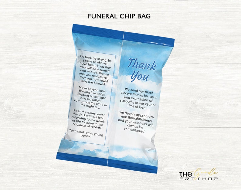 Funeral Chip Bag, Obituary Chip Bag, Digital Chip Bag in Loving Memory ...