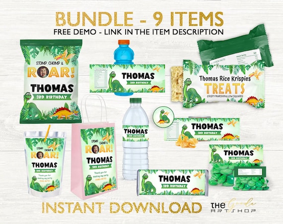 Dinosaur Birthday Bundle Dino Roar Theme Party Bundle - Etsy