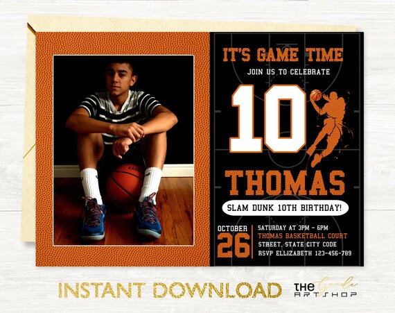 Basketball Invitation Basketball Invite Slam-dunk Invite - Etsy