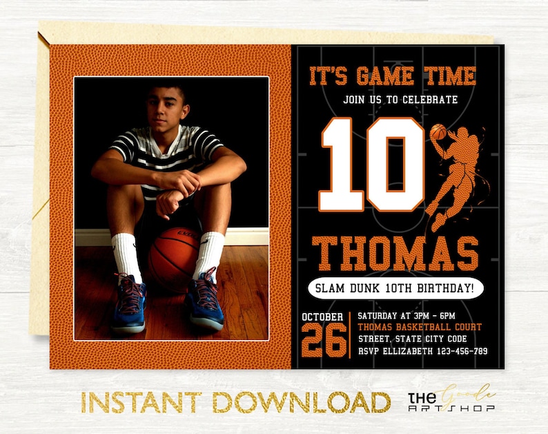 Basketball Invitation Basketball Invite Slam-dunk Invite - Etsy