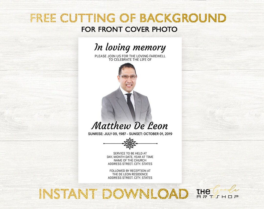 Funeral Invitation, Funeral Invite, Digital Invitation in Loving Memory ...