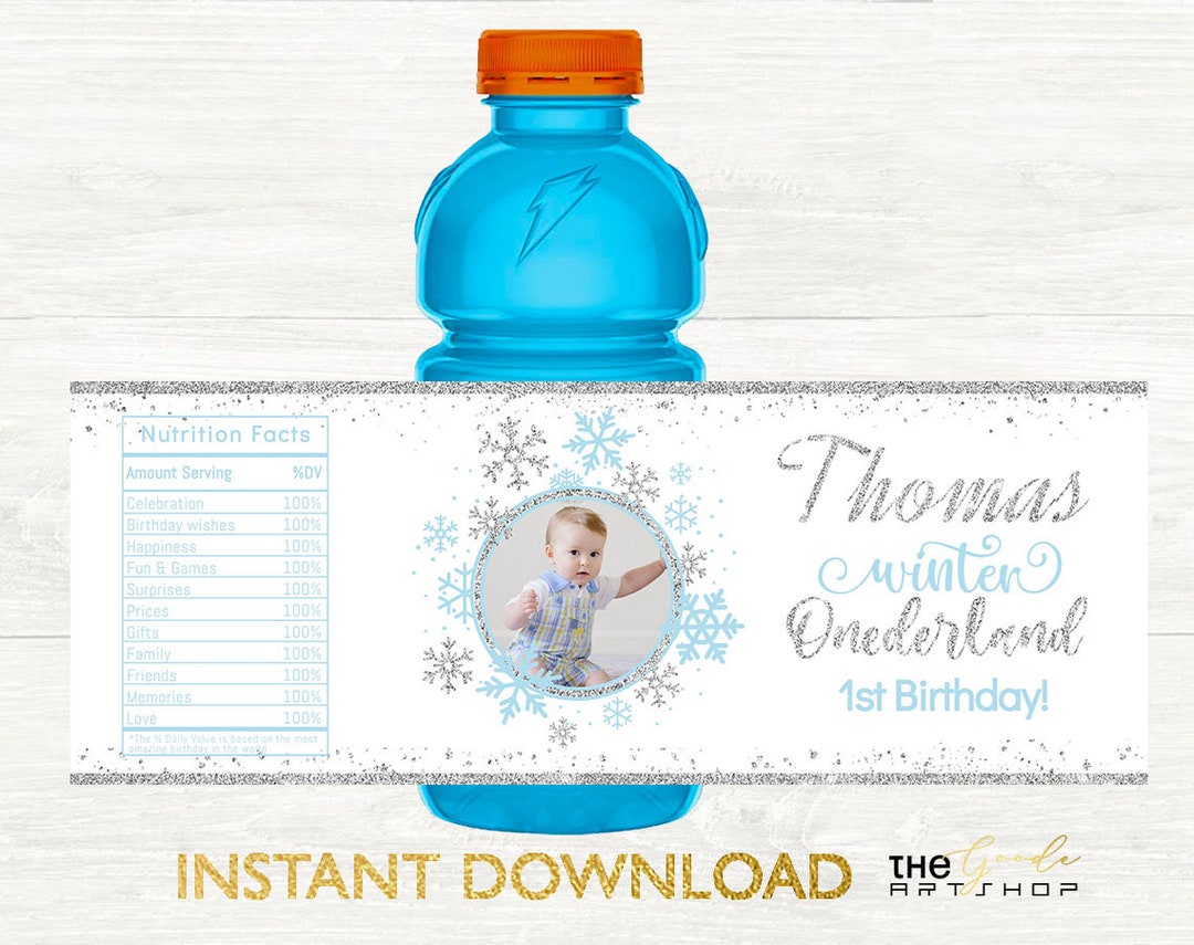 Winter Wonderland Gatorade Label, Snowflakes Gatorade Label, Winter ...